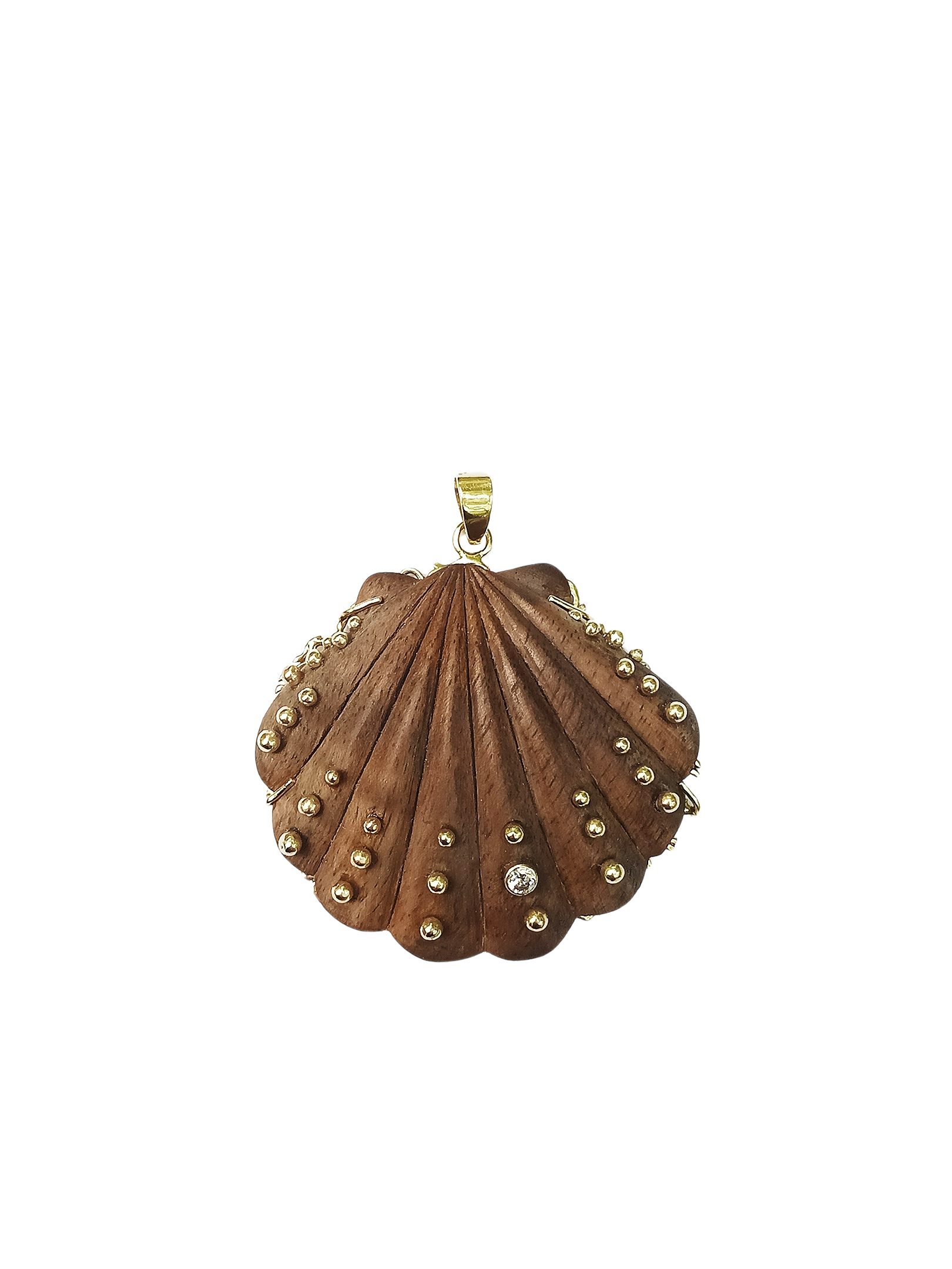 Diamond + Gold Ball Carved Walnut Shell – CCWW Designs