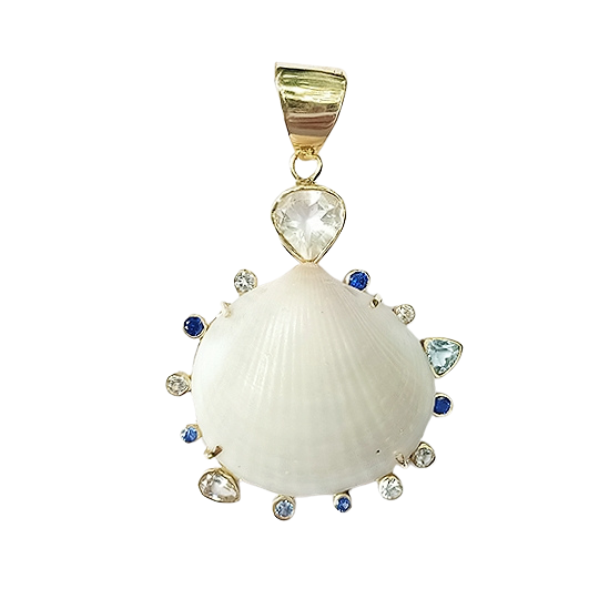White Shell Blue & White Halo Pendant – CCWW Designs