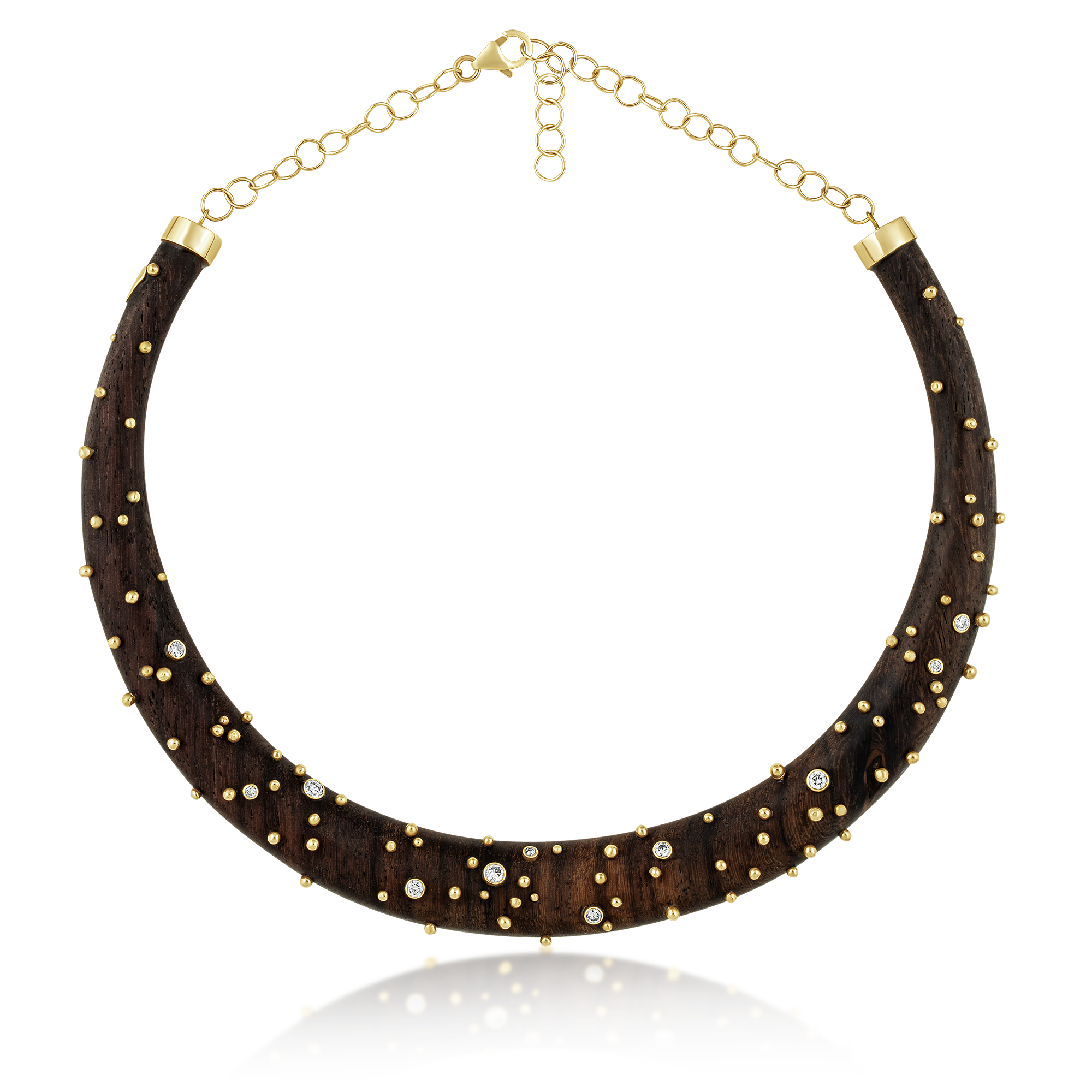 Diamond and Gold Ball Wooden Collar – CCWW Designs